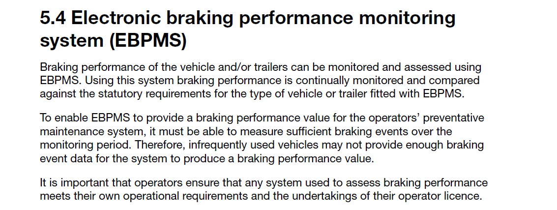 Electronic Brake Performance Monitoring System (EBPMS)